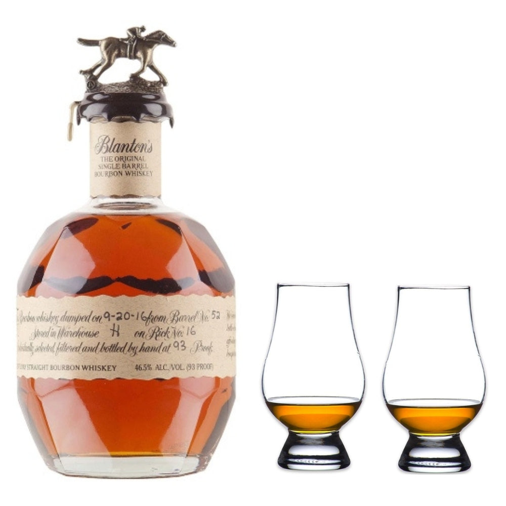 Blanton's Single Barrel Bourbon Whiskey & Glencairn Whiskey Glass Set ...